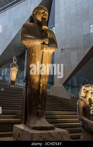 Grand Egyptian Museum(GEM), Grand Stair gallery, sarcophagus with ...