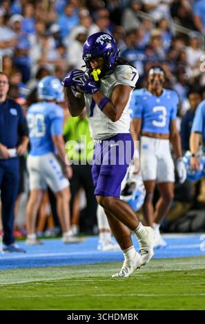 North Carolina wide receiver Jordan Shipp (1) stiff-arms Richmond ...