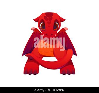 Winged red dragon character font digit 4 four. Fairy monster math ...