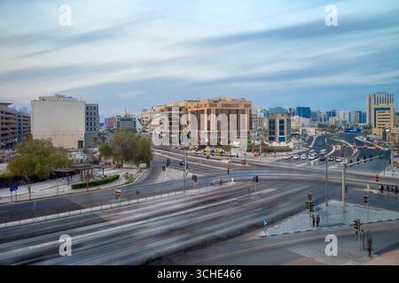 Doha, Qatar - August 29, 2025: Aerial view of Qatar Bank Street. Doha ...