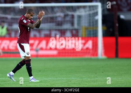 Cyril Ngonge of Torino FC gestures during the Serie A football match ...