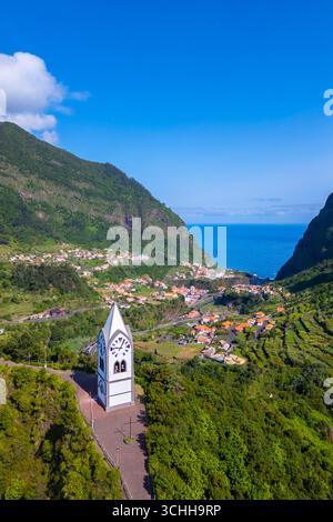 Scenic tower church Capelinha de Nossa Senhora de Fatima in Madeira on ...