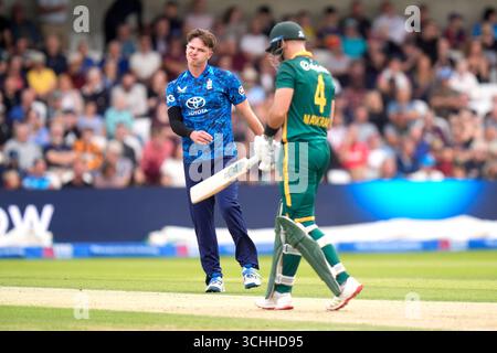 South Africa's Aiden Markram reacts while leaves the field after losing ...
