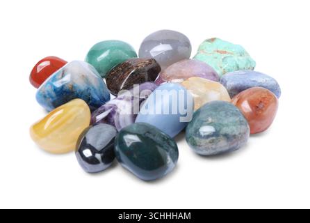 Many different healing stones isolated on white Stock Photo - Alamy