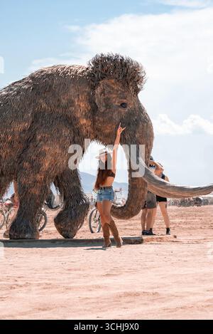 Woolly Mammoth Sculpture at Burning Man Festival in Nevada Desert Stock ...