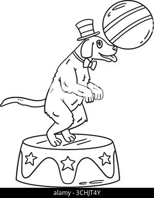 Circus Animal Dog on Podium Coloring Page for Kids Stock Vector Image ...