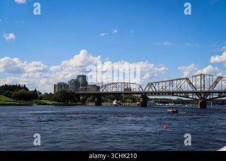 Historic Alexandra Bridge spanning the Ottawa River with scenic views ...