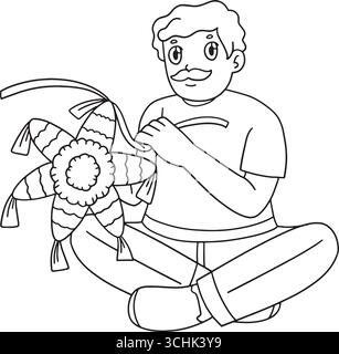 Pinata Isolated Coloring Page for Kids Stock Vector Image & Art - Alamy