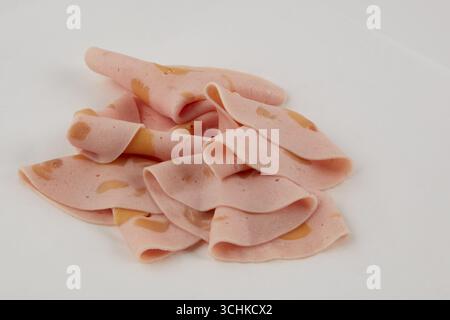 Smoked Bologna Ham isolated nature background with clipping path Stock ...