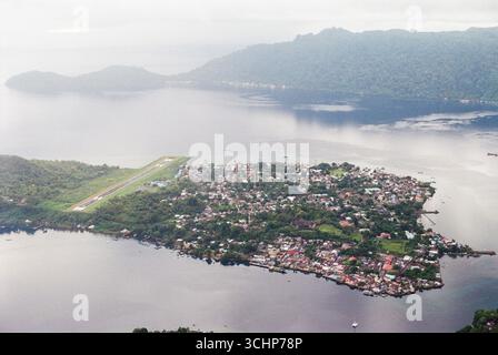 Aerial view over Banda Neira town, Banda Islands Stock Photo - Alamy