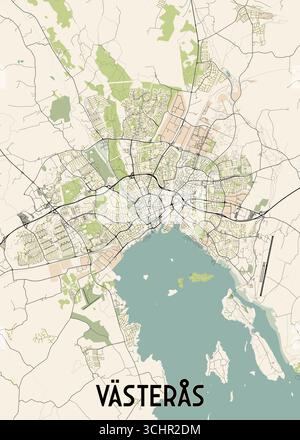 Map of Vasteras, Sweden. Detailed city vector map, municipality area ...