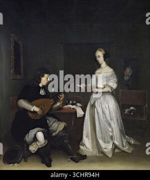 This work by Gerard ter Borch II, known for his detailed depictions of ...