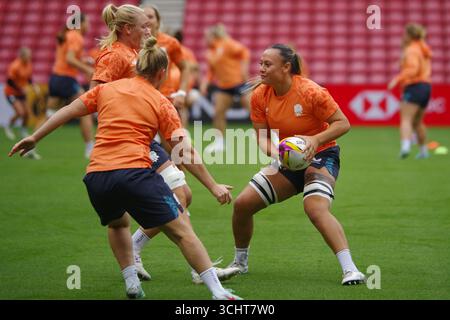 Sunderland, England, 21 August 2025. Women's Rugby World Cup flag on ...