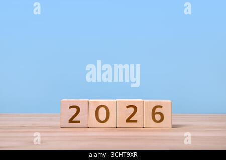 Word MODERN on wooden cubes with word on beautiful yellow and blue ...