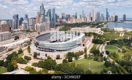 An aerial view of Soldier Field, home to the Chicago Bears, looking ...