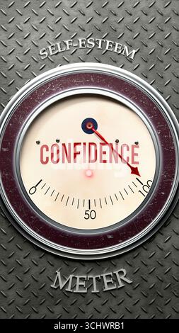 Confidence and Self-Esteem Meter that is hitting a full scale, showing ...