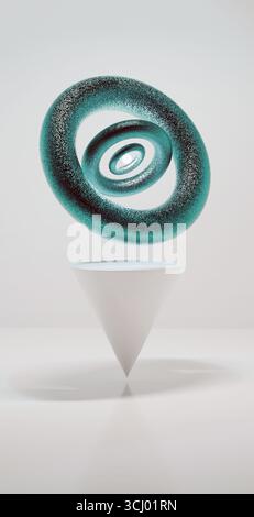 Iminiature Dyson toroidal sphere floats mid-air, glowing from within ...