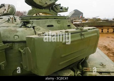 Hatch on turret of T-72 tank. T-72 tank testing at proving ground ...