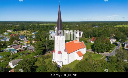 Aerial view of Kihelkonna Saint Michael's Church on Saaremaa island in ...