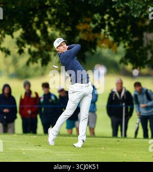 Kristoffer Reitan of Norway plays from the 16th fairway during day four ...