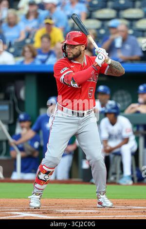 Los Angeles Angels' Yoán Moncada hits a home run during the seventh ...