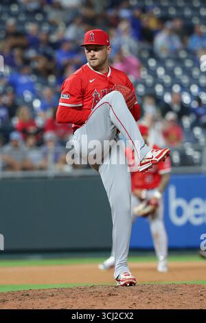 Los Angeles Angels pitcher Reid Detmers throws during the fifth inning ...