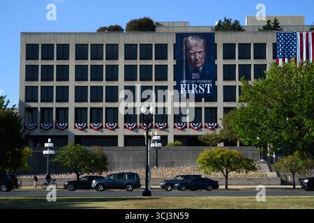 A portrait of President Donald Trump hangs on the Labor Department ...