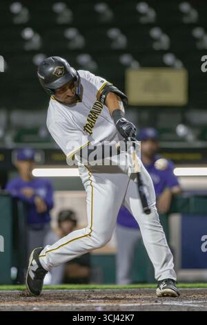 Bradenton Marauders Ian Farrow (24) rounds the bases after hitting a ...