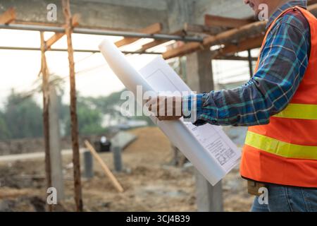 inspector or engineer is inspecting construction and quality assurance ...