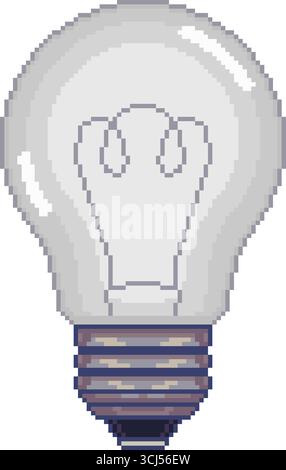 Bulb Icon Pixel Art, Bulb Pixelated Form Vector Art Illustration Stock ...
