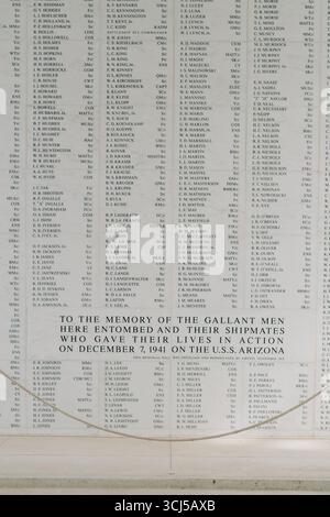 Wall of Names at the USS Arizona Memorial, Pearl Harbor, Oahu, Hawaii ...