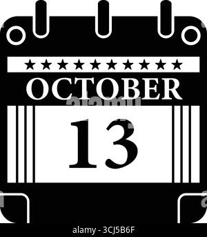 13 October vector icon calendar day. 13 date of October. Thirteenth day ...
