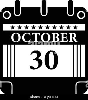30 October vector icon calendar day. 30 date of October. Thirtieth day ...