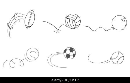 Bounced ball comic manga effect, doodle line hand drawn ball jump ...