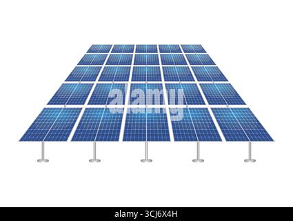 Solar panel, clean energy, power symbol, flat design vector blue icon ...