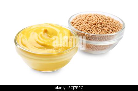 Different types of mustard isolated on white Stock Photo - Alamy