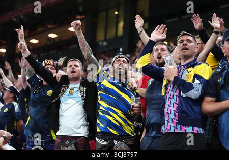 Scotland fans celebrate following the FIFA World Cup Group C match at ...