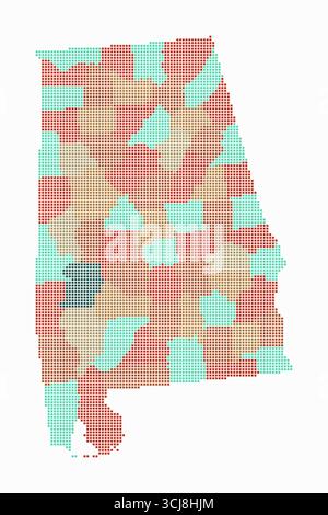 Square dots pattern map of Alabama. Dotted pixel map with flag isolated ...