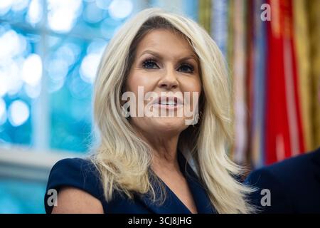 White House Chief of Protocol Monica Crowley, greets President Sadyr ...