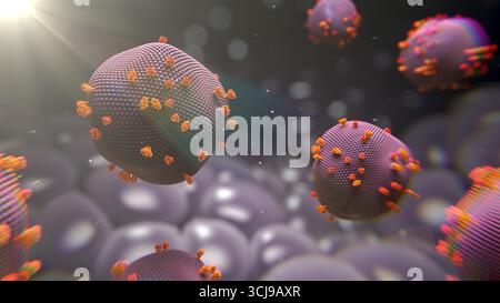 Illustration of a measles virus, a highly contagious pathogen ...