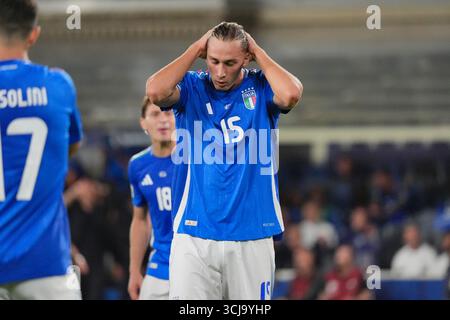 Pio Esposito (Italy) disappointed during Qualifiers - Italy vs Norway ...