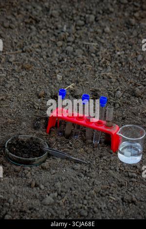 Soil Analysis with Laboratory Equipment Outdoors Stock Photo - Alamy