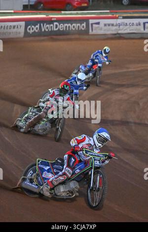 Jake Mulford of Redcar Bears (red) in front during Heat 2 of the Cab ...