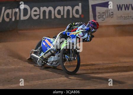 Jake Allen of Redcar Bears during a restarted Heat 7 of the Cab Direct ...
