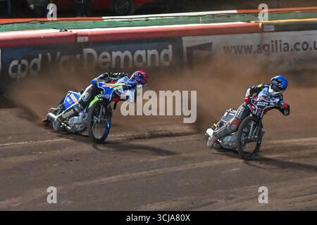 Jake Allen of Redcar Bears (red) leads during Heat 4 of the Cab Direct ...
