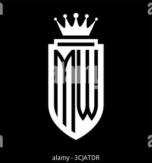 MW Vector logo initials shield with royal crown minimalist, elegant ...