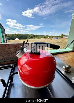 Tea Kettle on Stove in Residential Kitchen, USA Stock Photo - Alamy