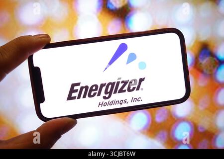 In this photo illustration, the Energizer Holdings (Brands) logo is ...