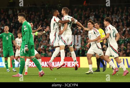 Barnabás Varga of Hungary celebrates his goal with teammates during the ...