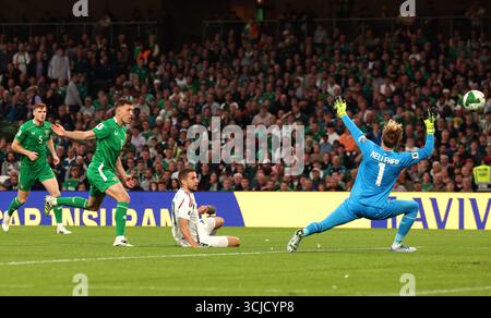 Barnabás Varga of Hungary scores a goal during the FIFA World Cup 2026 ...